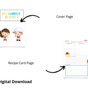 Kid's Family Recipes Book Printable, Child Cookbook, Recipe Card ...