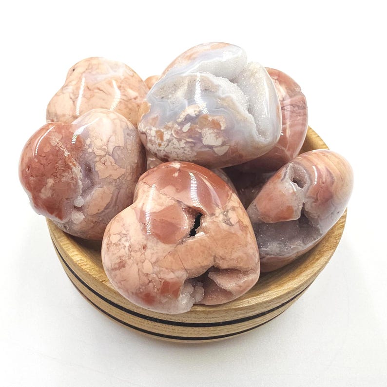 Drusy Pink Agate Hearts – Love, Calm & Heart Chakra Crystal (you Choose ...