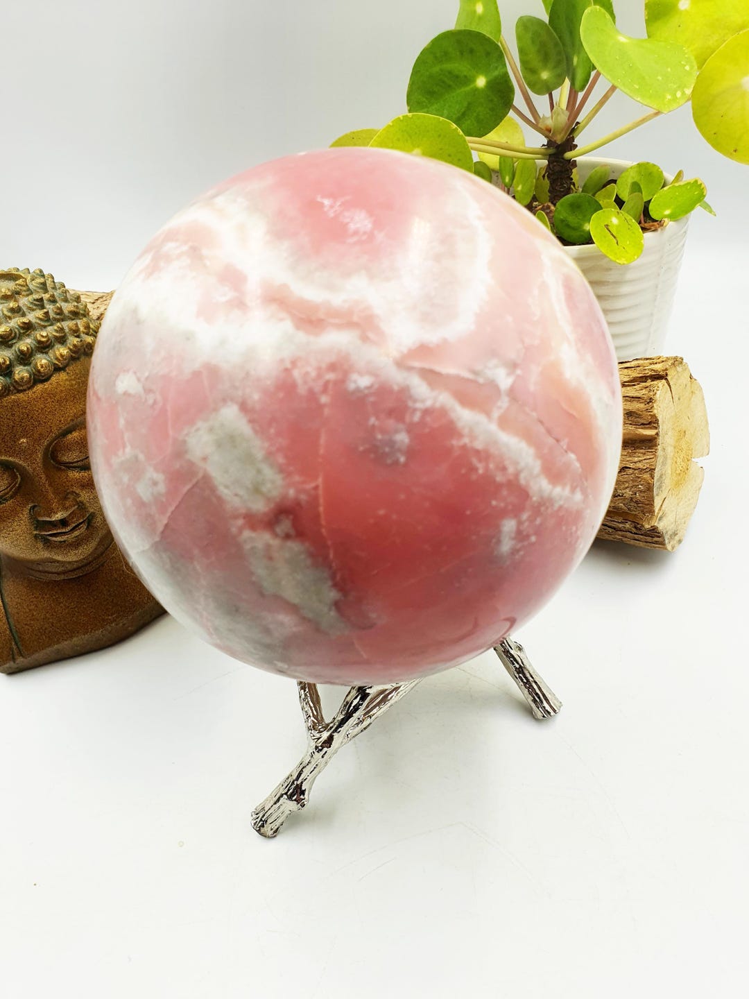 Huge Beautiful Pink Opal Sphere / Pink Opal Crystal Ball / Large Pink ...