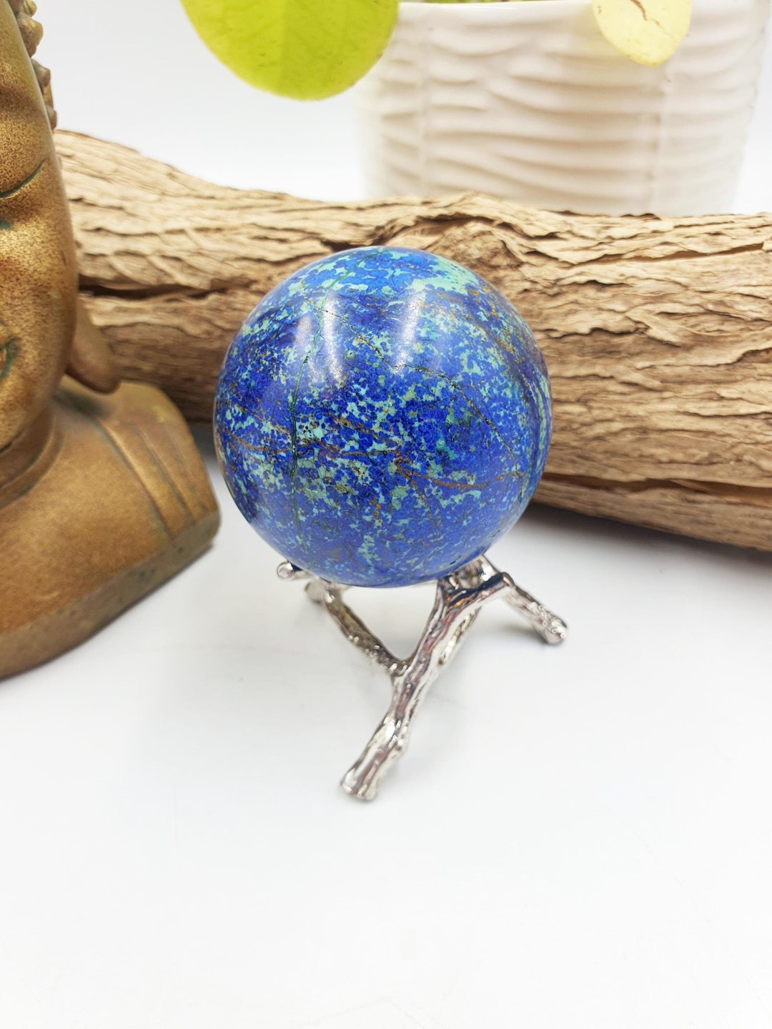 Stunning Azurite and Chrysocolla Sphere / Azurite Crystal Orb ...