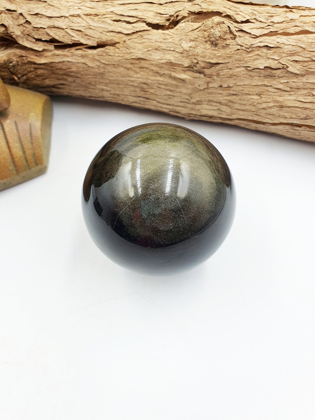 Golden Sheen Obsidian Sphere / Gold Sheen Obsidian Sphere / Obsidian ...