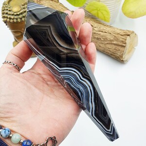Large Beautiful Black Banded Agate Sceptre / Black Striped Agate Wand ...