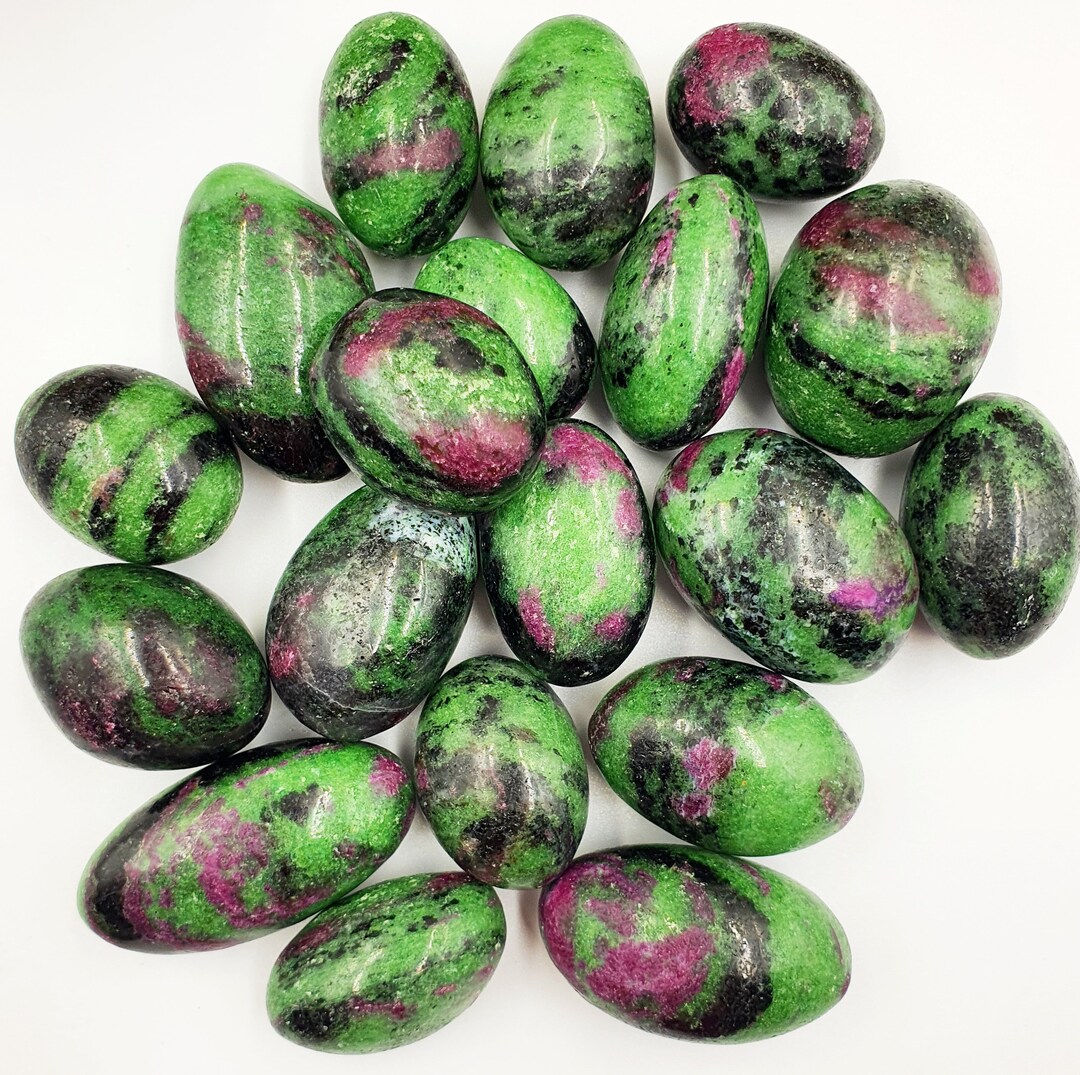 Stunning Ruby in Zoisite Crystal Tumbles / Ruby Zoisite Tumblestones / Anyolite Tumble Stones ...