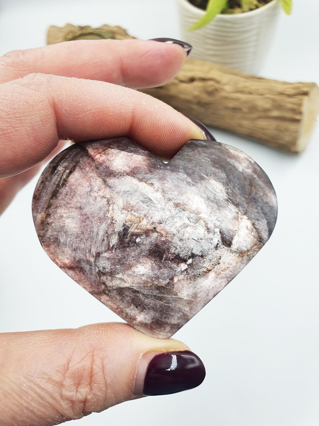 Flashy Large Purple Mica Puff Heart / Purple Mica Crystal Heart ...