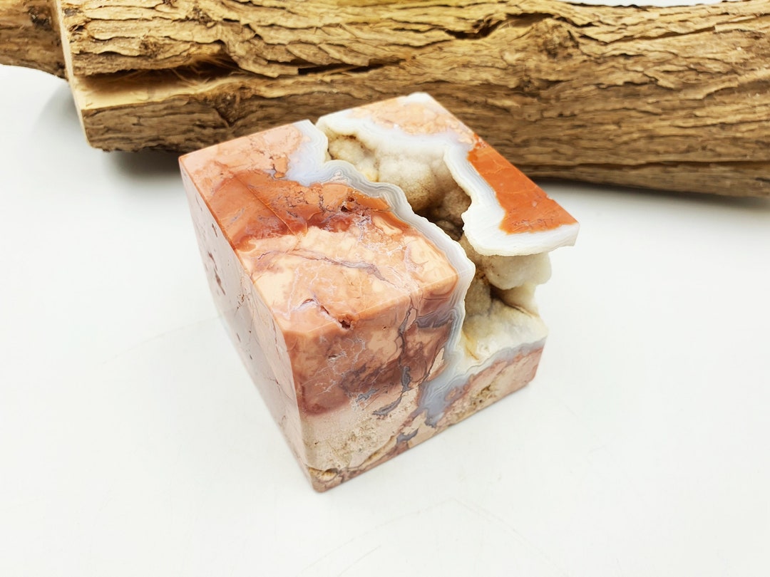 Beautiful Pink Agate Cube / Pink Agate Hexahedron / Pink Crystal Cube ...