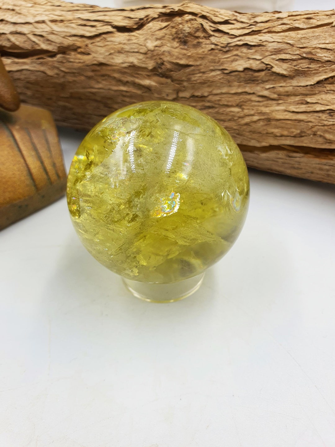 Beautiful Citrine Sphere With Sparling Inclusions and Rainbows High ...