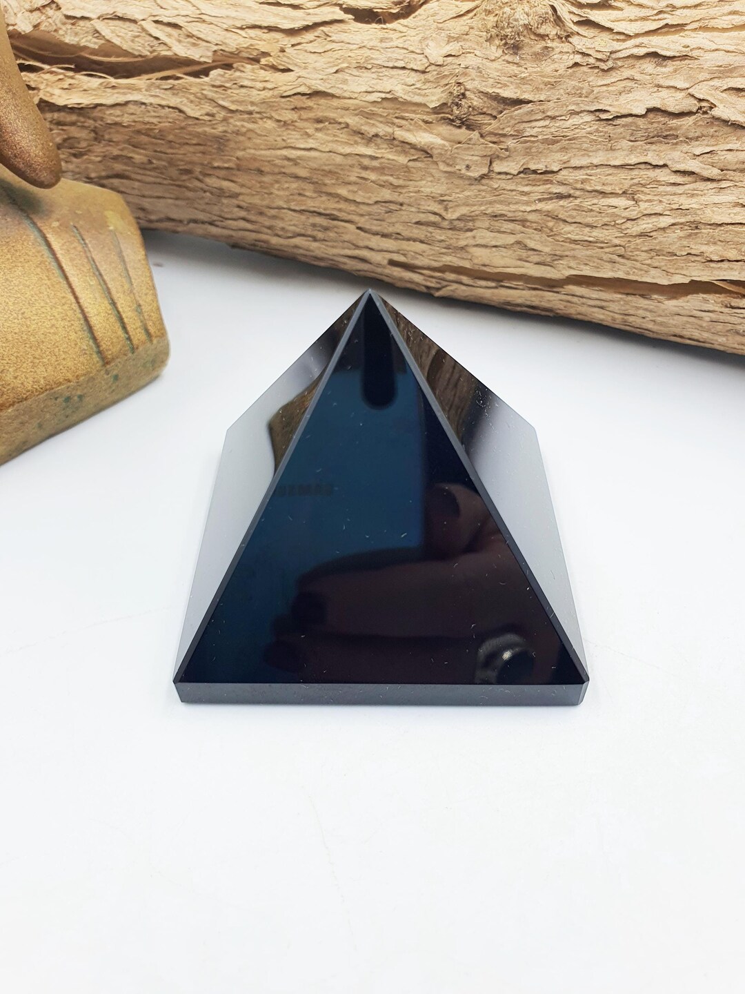 Black Obsidian Triangle / Obsidian Pyramid / Obsidian Carving / Black ...