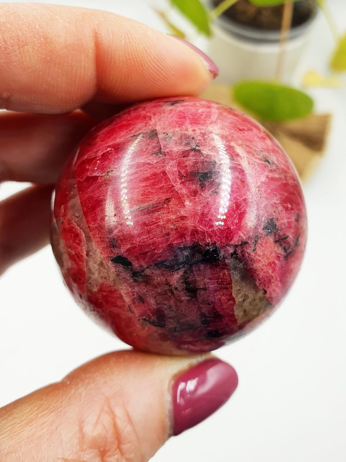 Beautiful Flashy Rhodonite, Tourmaline & Quartz Sphere / High Grade ...