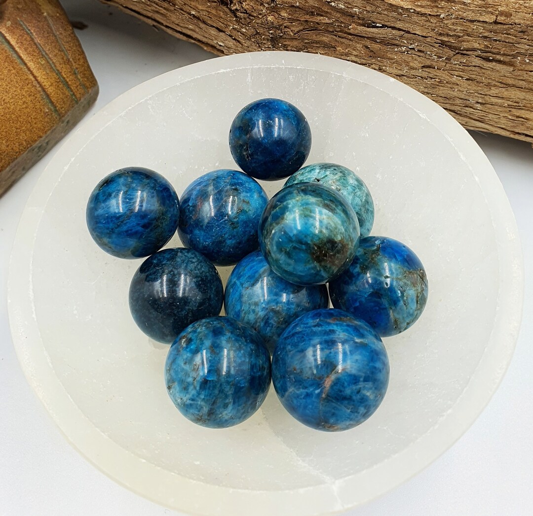 Flashy Blue Apatite Mini Crystal Spheres / Flashy Mini Healing Spheres ...