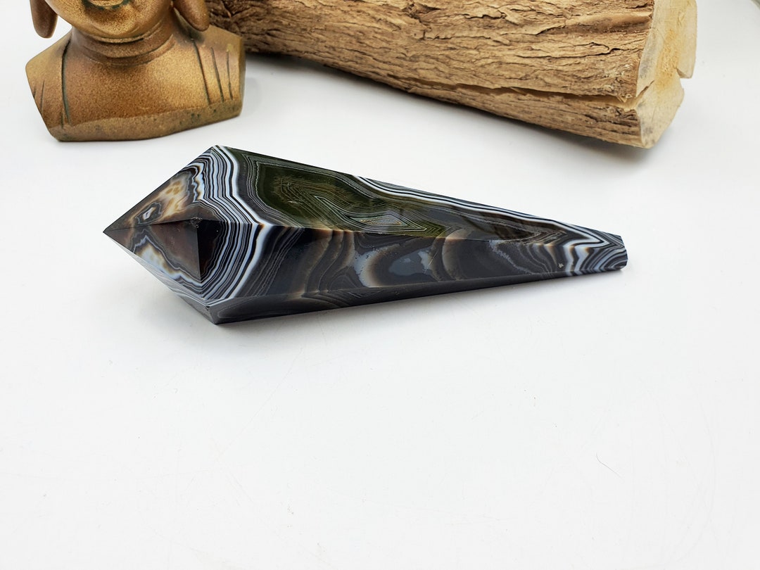 Large Beautiful Black Banded Agate Sceptre / Black Striped Agate Wand ...