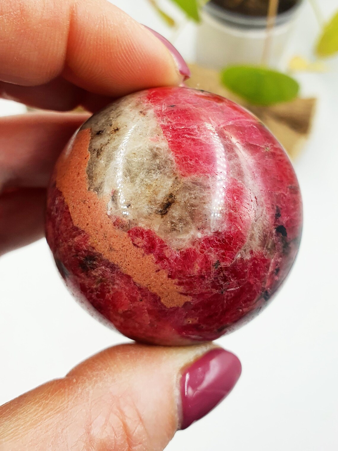 Beautiful Flashy Rhodonite, Tourmaline & Quartz Sphere / High Grade ...