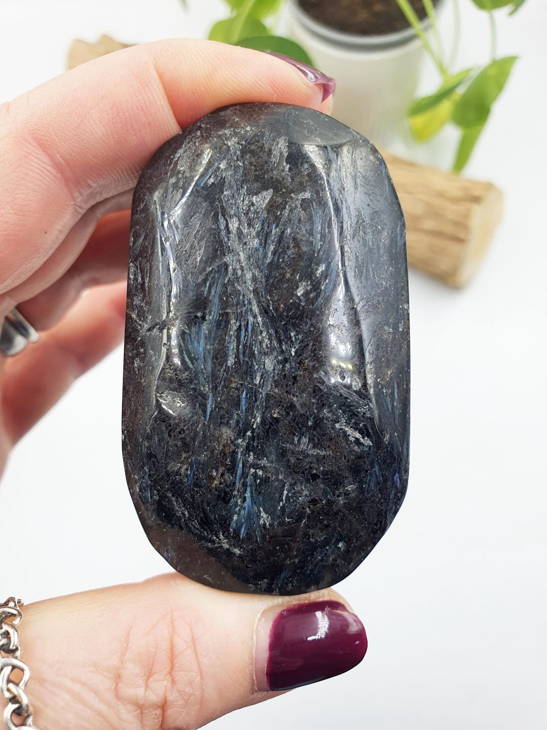 Large Astrophyllite Palm / Firework Palm Stone / Meditation Palm ...