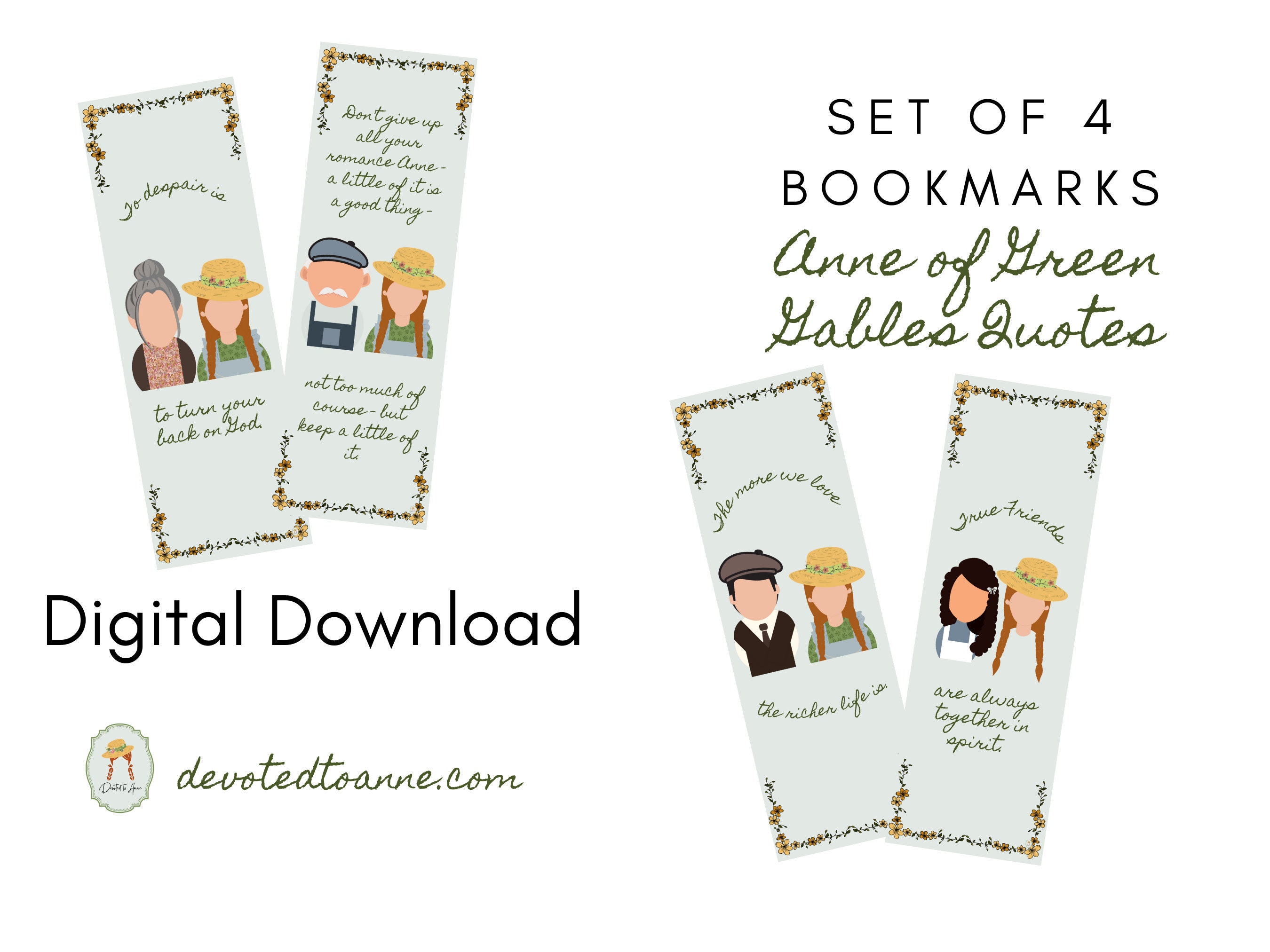 Anne of Green Gables Quotes Bookmark | Book Lovers Gift | Vintage Anne ...