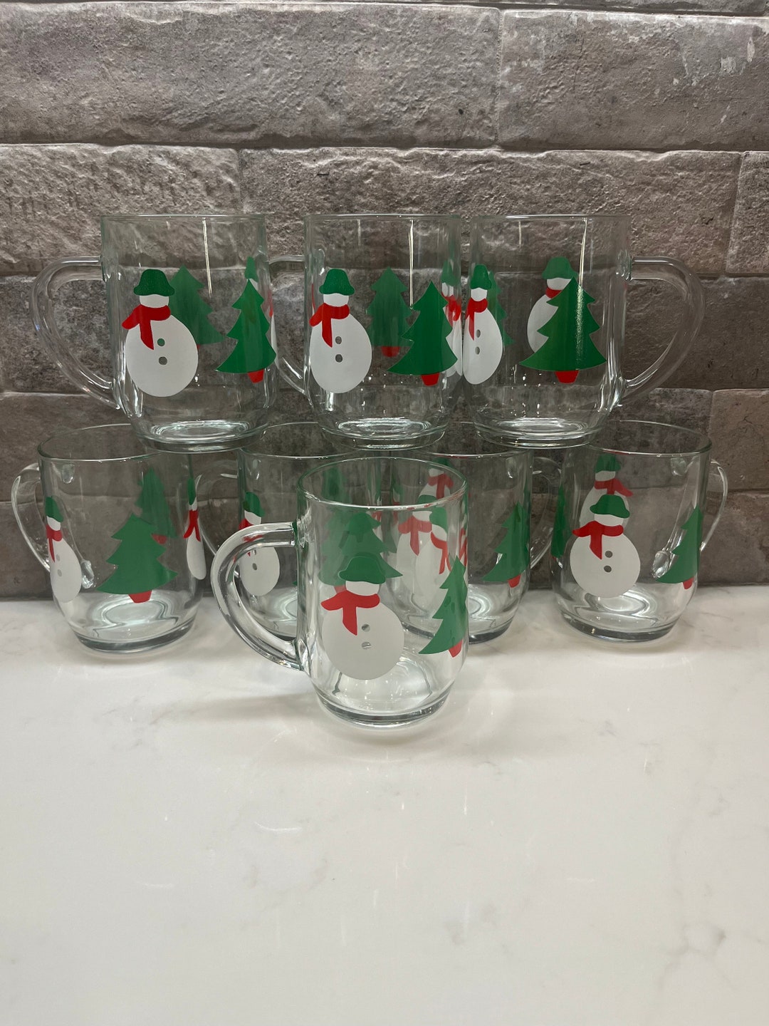Luminarc Snowman Mugs - Set of Eight - Etsy