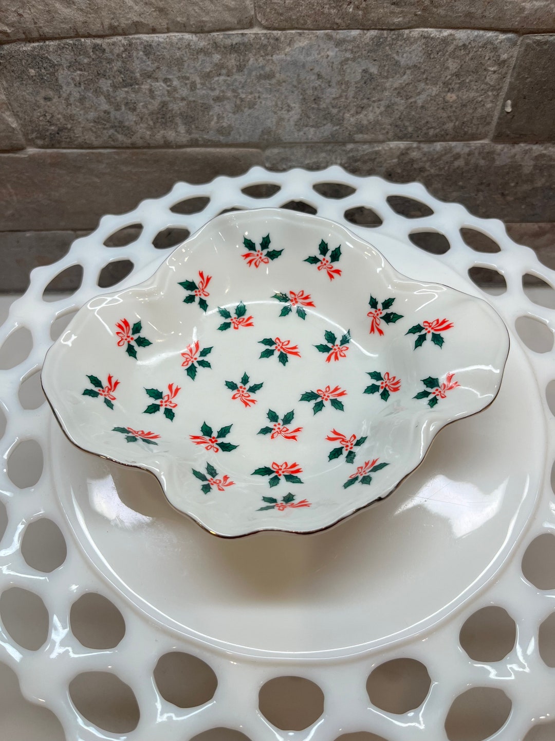 Lefton China Holly Candy Dish - Marked 2528 - Etsy