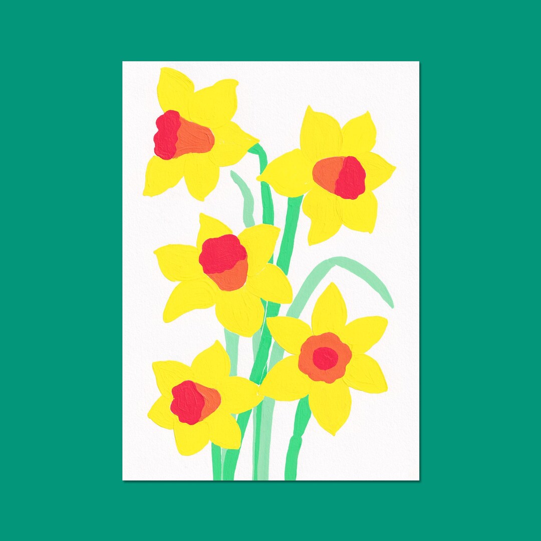 DAFFODIL March Birth Flower Art Print (white) | Abstract Floral ...