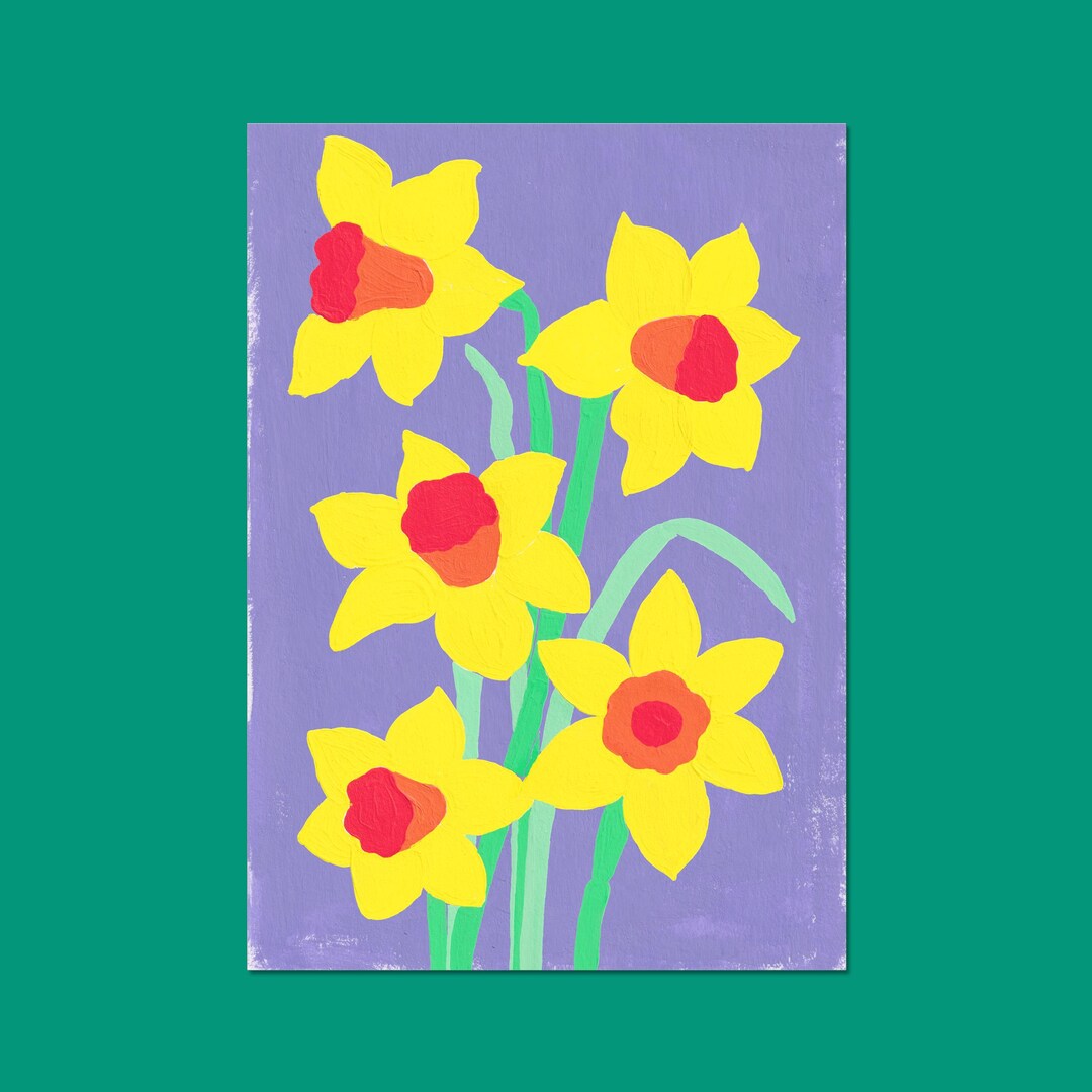 DAFFODIL March Birth Flower Art Print (purple) | Abstract Floral ...