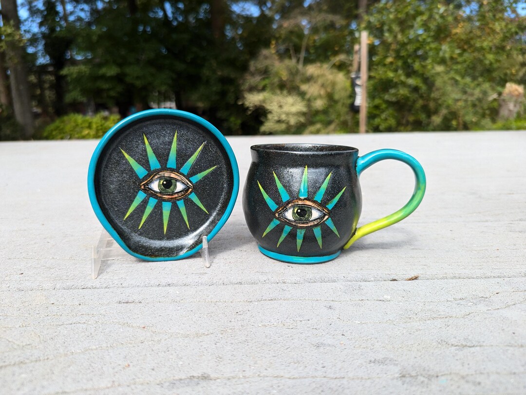 Ceramic Radiant Eye Spoon Rest and Mug Set, Eye Doctor Gift, Optometry ...