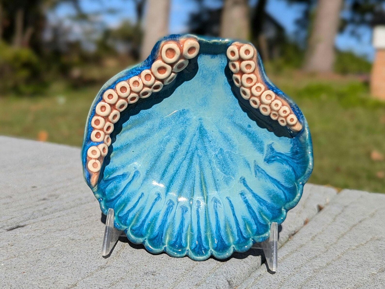 Ceramic Octopus Tentacle Shell Bowl - Octopus Lover, Beach House Decor ...