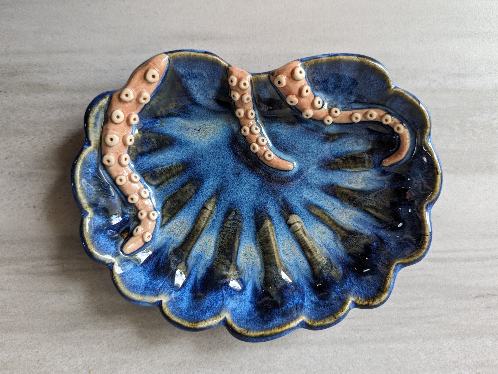 Ceramic Octopus Tentacle Shell Dish Octopus Lover, Beach House Decor ...