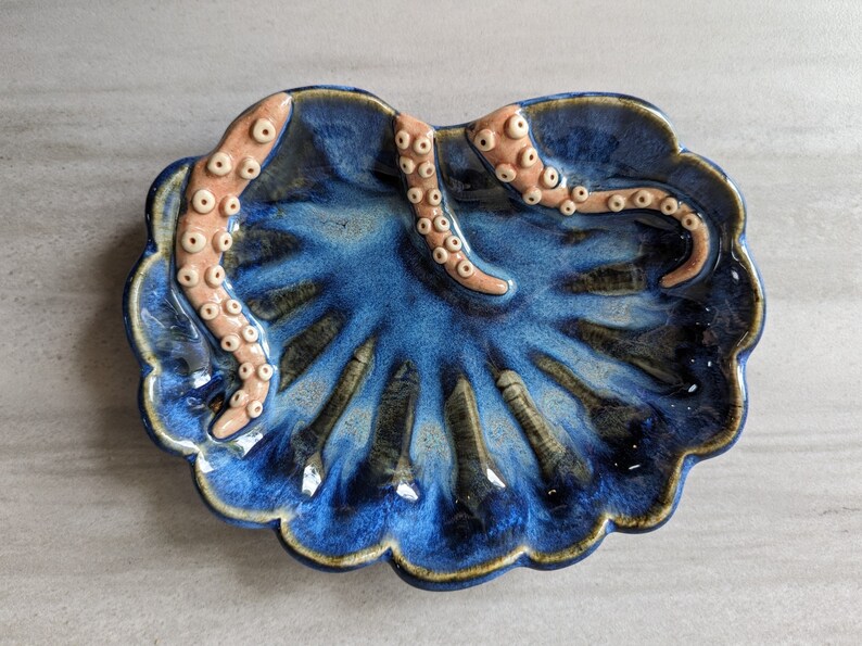 Ceramic Octopus Tentacle Shell Dish Octopus Lover, Beach House Decor ...