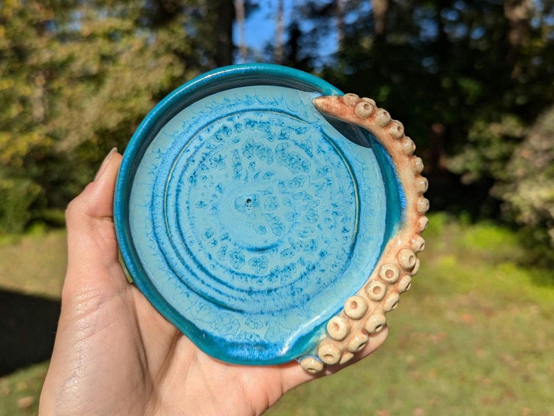 Octopus Tentacle Spoon Rest - Ceramic Spoon Holder, Coastal Decor Beach ...