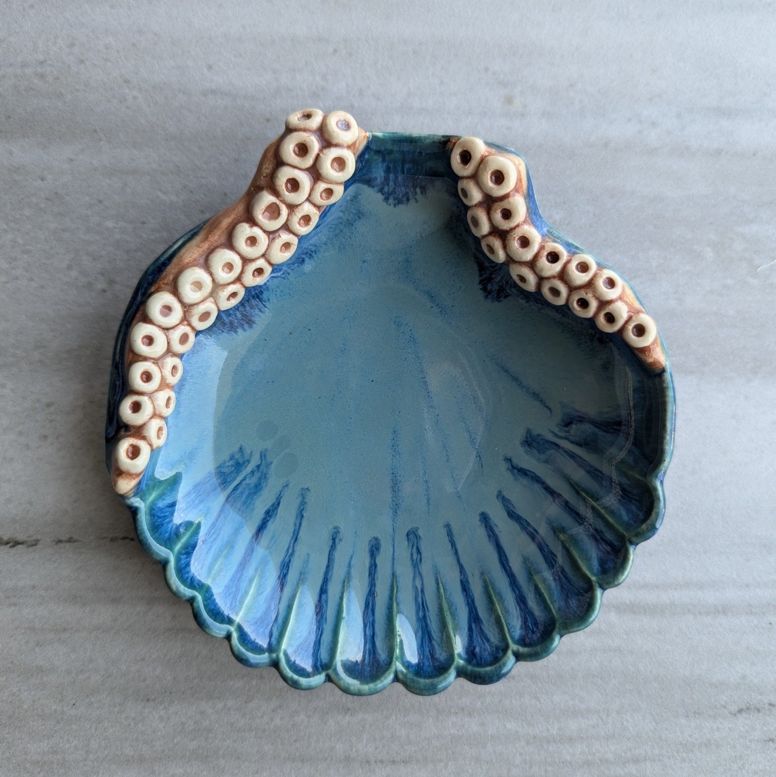 Ceramic Octopus Tentacle Shell Dish Octopus Lover, Beach House Decor ...