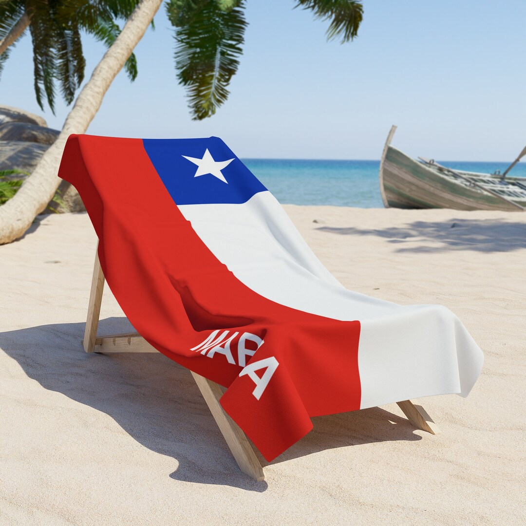 Chile Beach Towel, Chile Flag Tovel, Flag of Chile, Chile Flag Beach ...