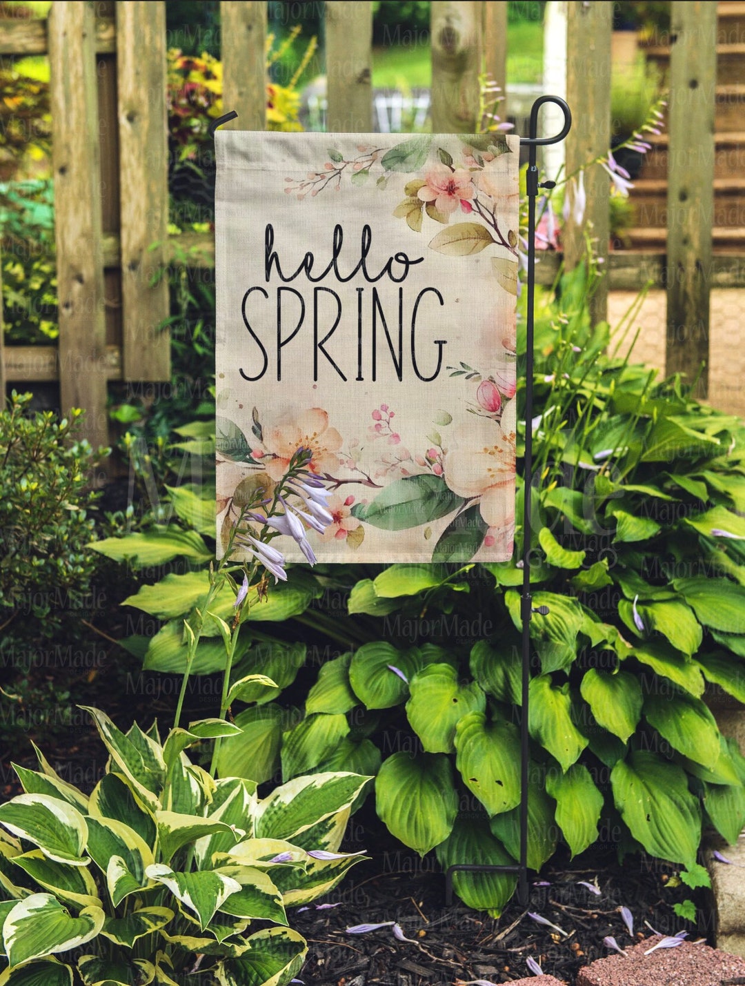 Hello Spring Garden Flag, Garden Decoration, Floral Garden Flag, Daisy ...