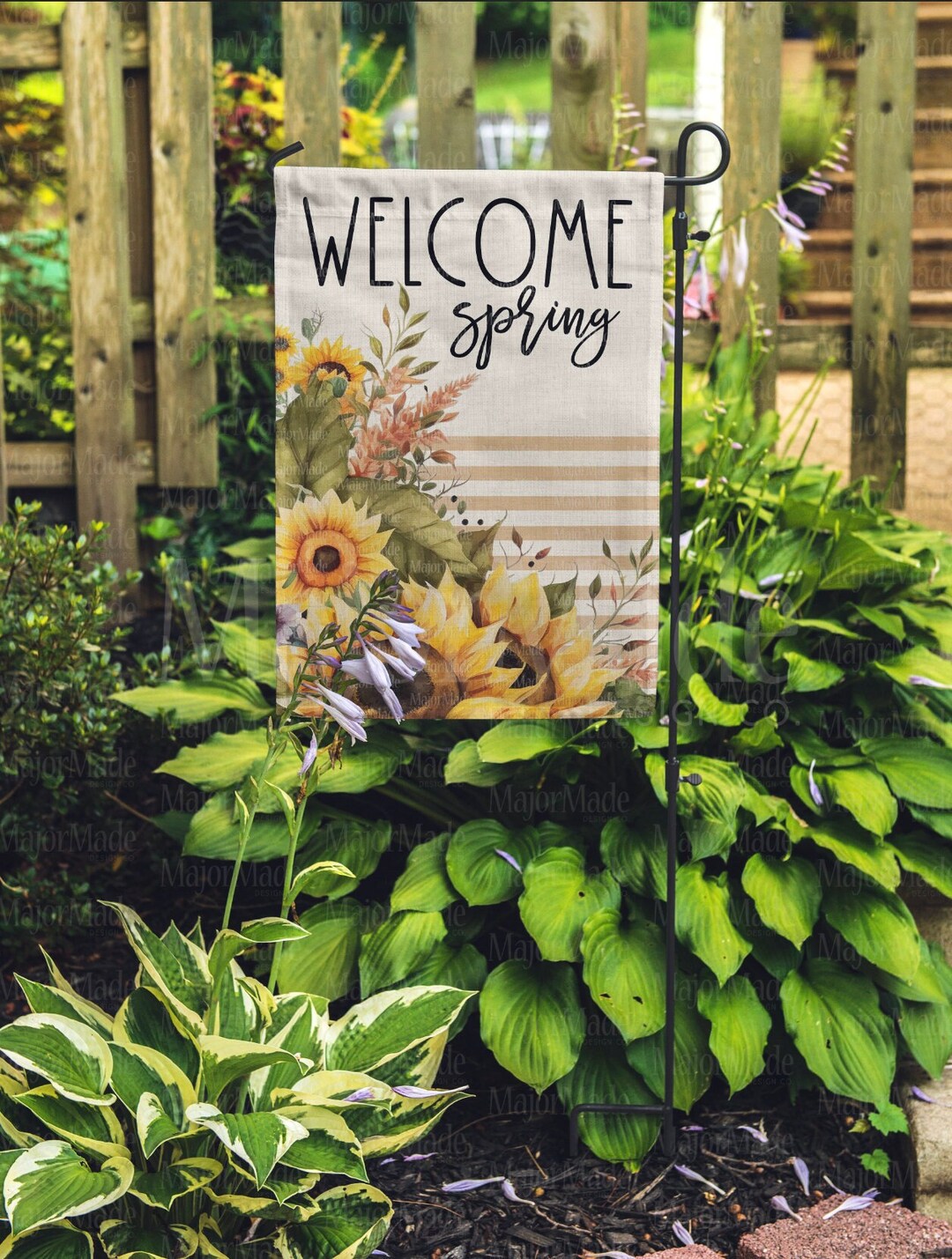 Welcome Spring Hydrangea Garden Flag, Spring Garden Decoration, Outdoor ...