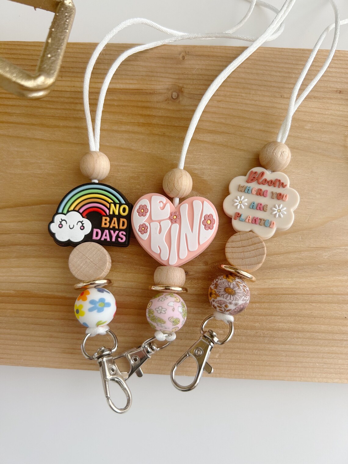Cute Lanyard Be Kind Lanyard Retro Lanyard Teacher Lanyard Beaded ...