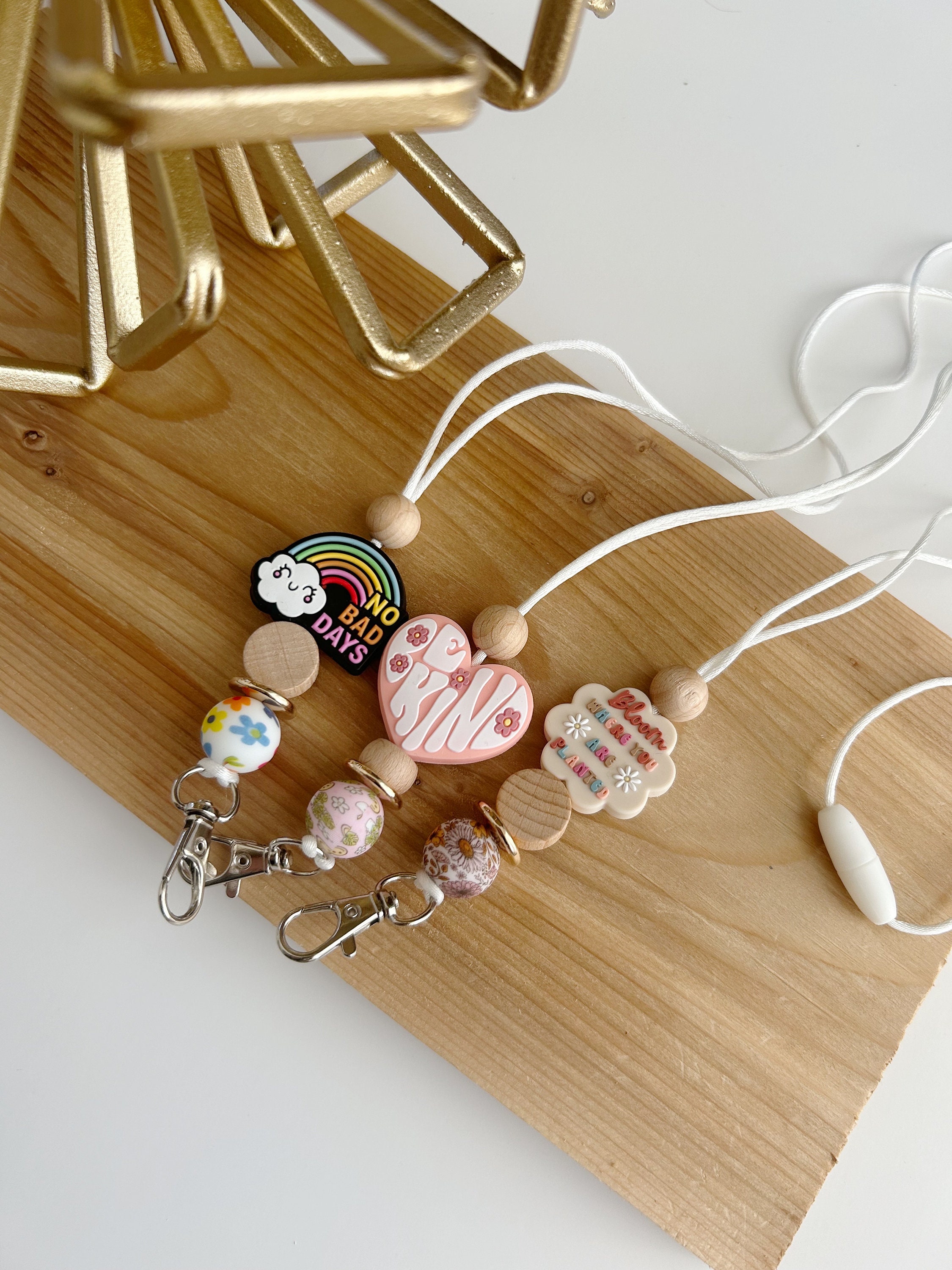 Cute Lanyard Be Kind Lanyard Retro Lanyard Teacher Lanyard Beaded ...