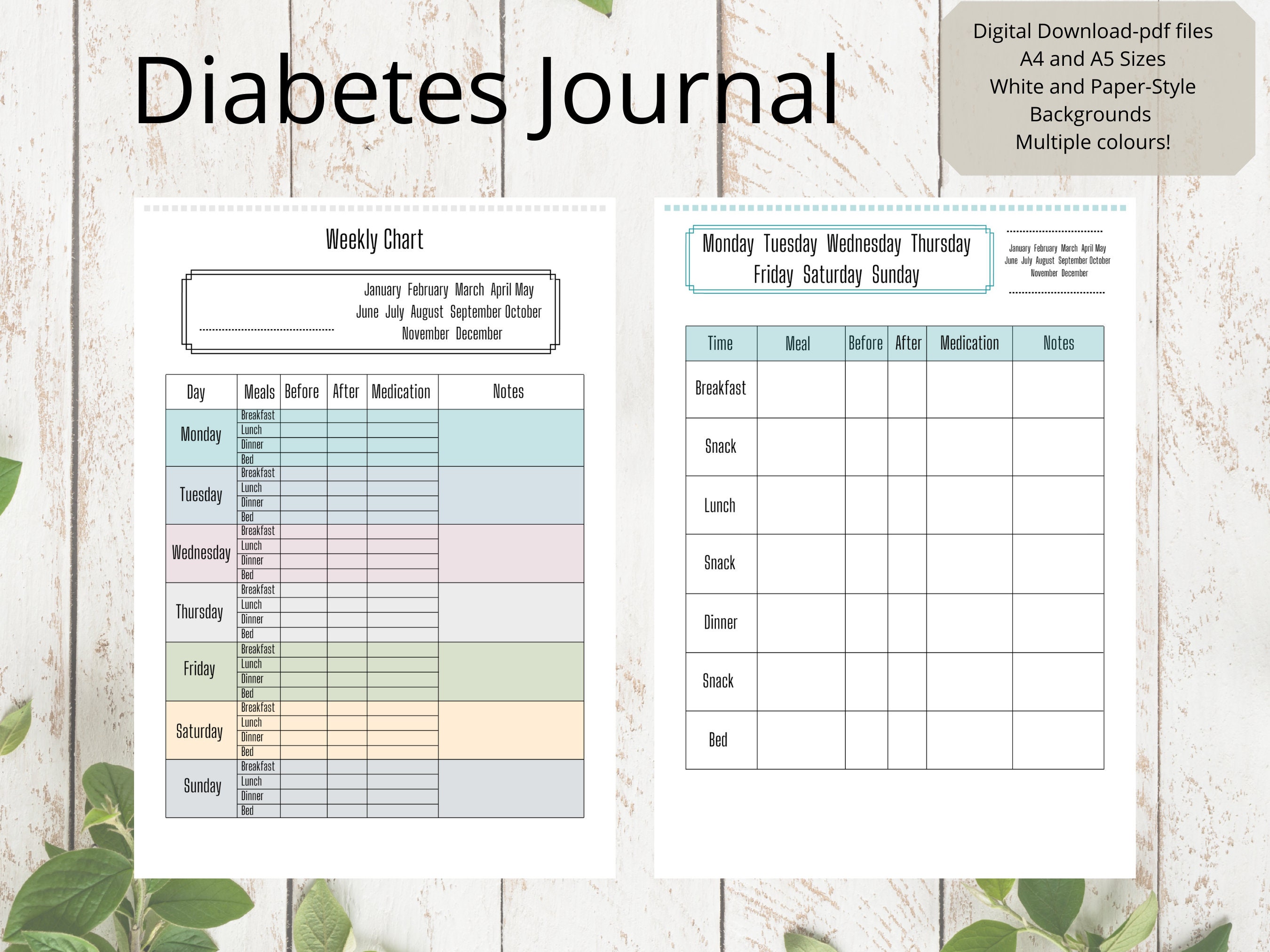 Diabetes Journal | Blood Sugar Log | Blood Sugar Tracker | Medical ...
