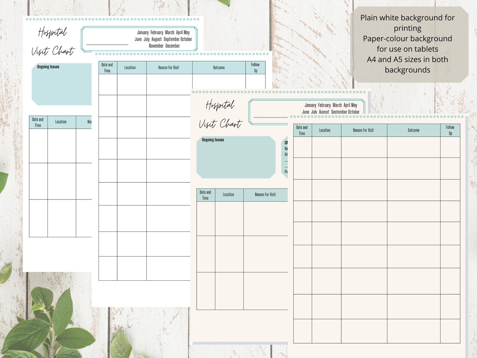 Hospital Visit Chart Hospital History Record Medical Chart Medical ...