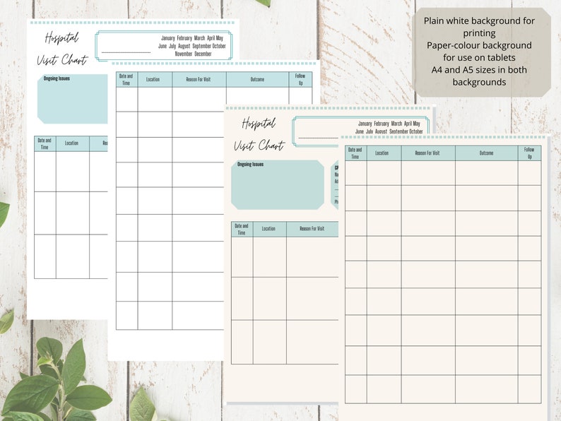 Hospital Visit Chart Hospital History Record Medical Chart - Etsy Canada