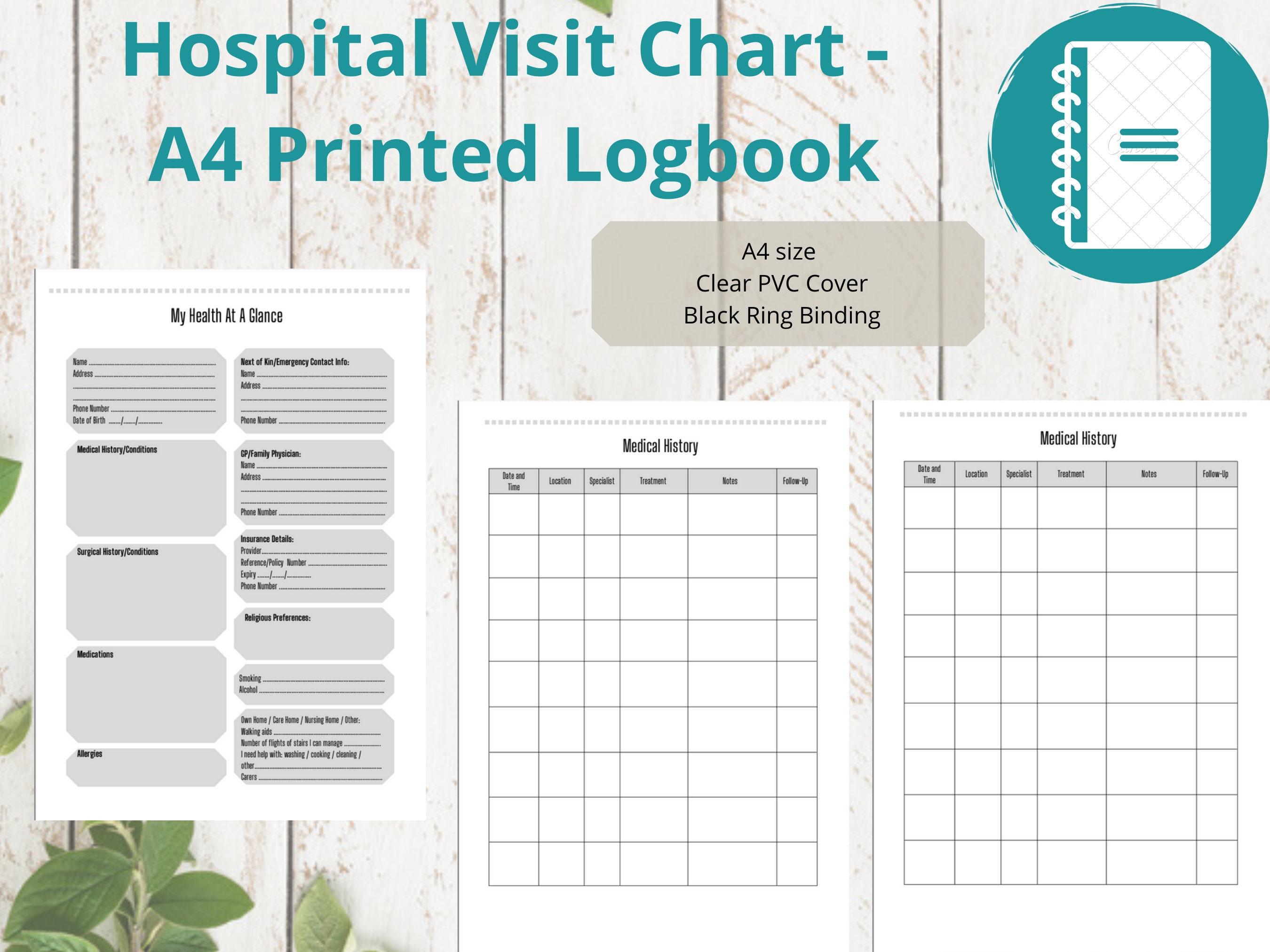 Hospital Visit Chart A4 Hospital History Record Printed - Etsy Ireland