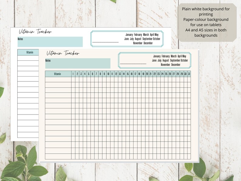 Monthly Vitamin Tracker | Vitamin Log | Vitamin Chart | Printable ...