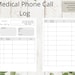 Medical Phone Call Log| Phone Call Record | Medical Chart | Medical ...
