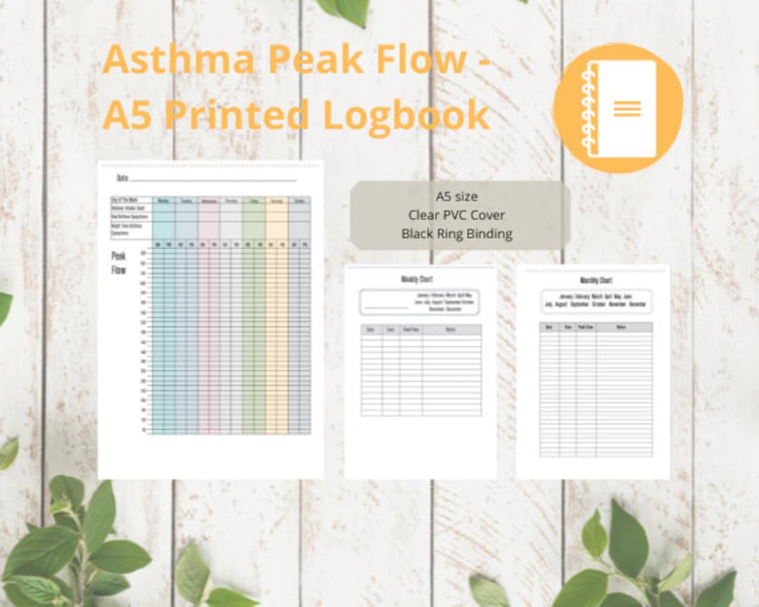 Asthma Peak Flow Log A5 Peak Flow Tracker Printed Medical Chart Medical ...