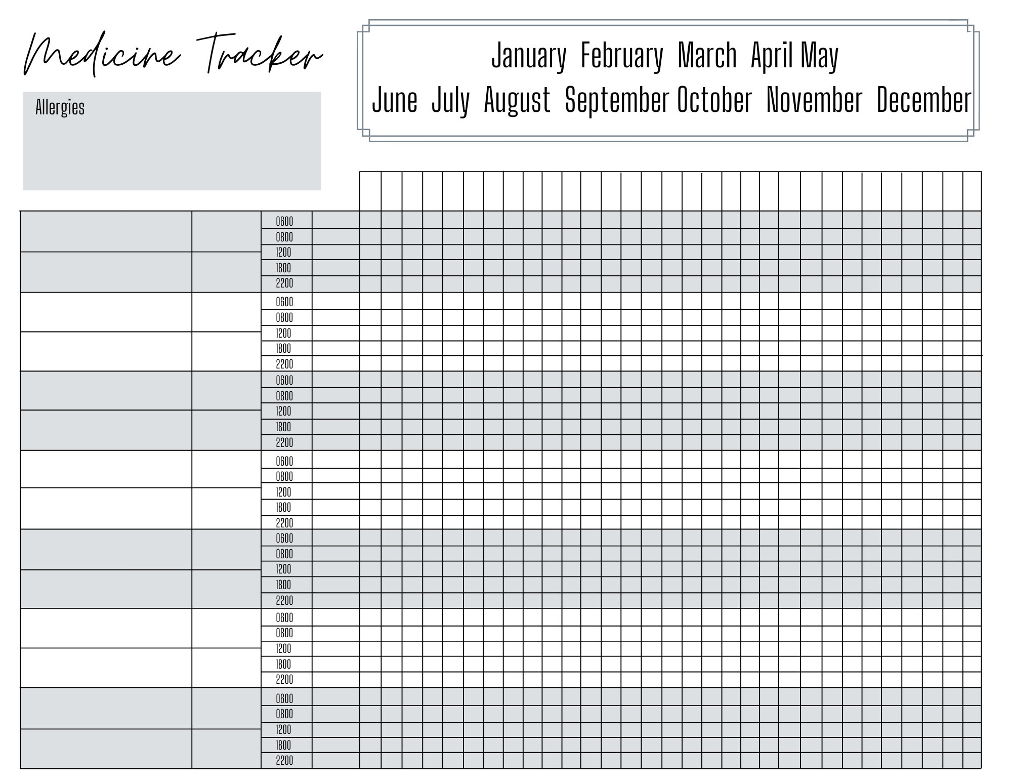 Medication Chart A4 | Medication Tracker | Medication Log | Printed ...