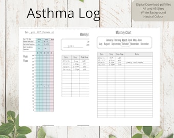 Asthma Peak Flow Log | Peak Flow Tracker | Medical Chart | Medical ...