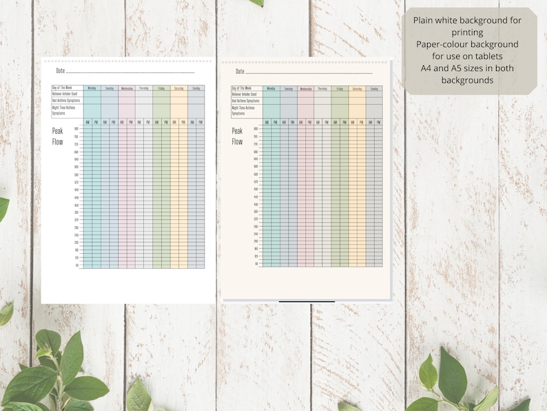 Asthma Peak Flow Log Peak Flow Tracker Medical Chart Etsy Hong Kong