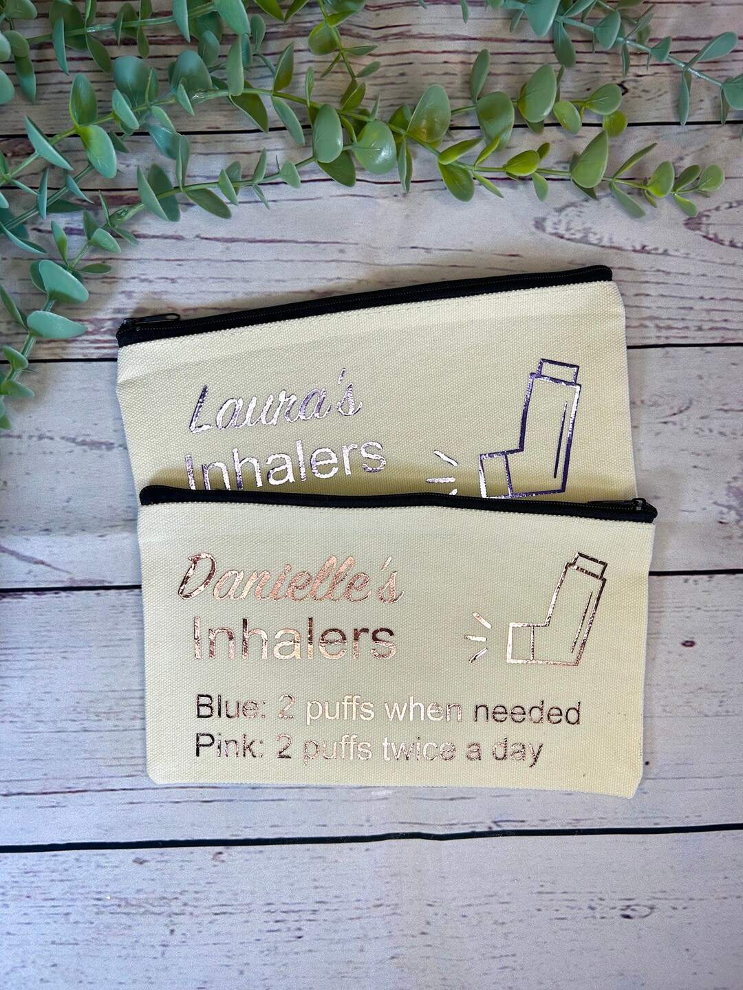Personalised Cotton Canvas Inhaler Bag | Cotton | Inhaler Pouch ...