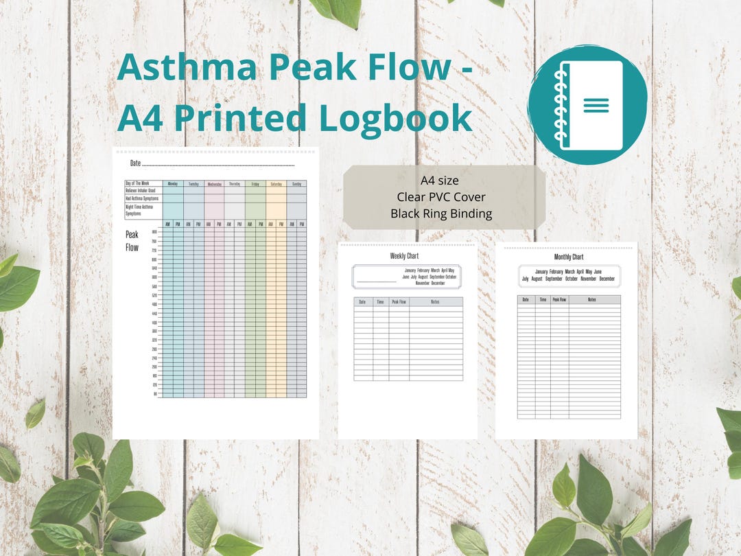 Asthma Peak Flow Log A4 | Peak Flow Tracker | Printed | Medical Chart ...