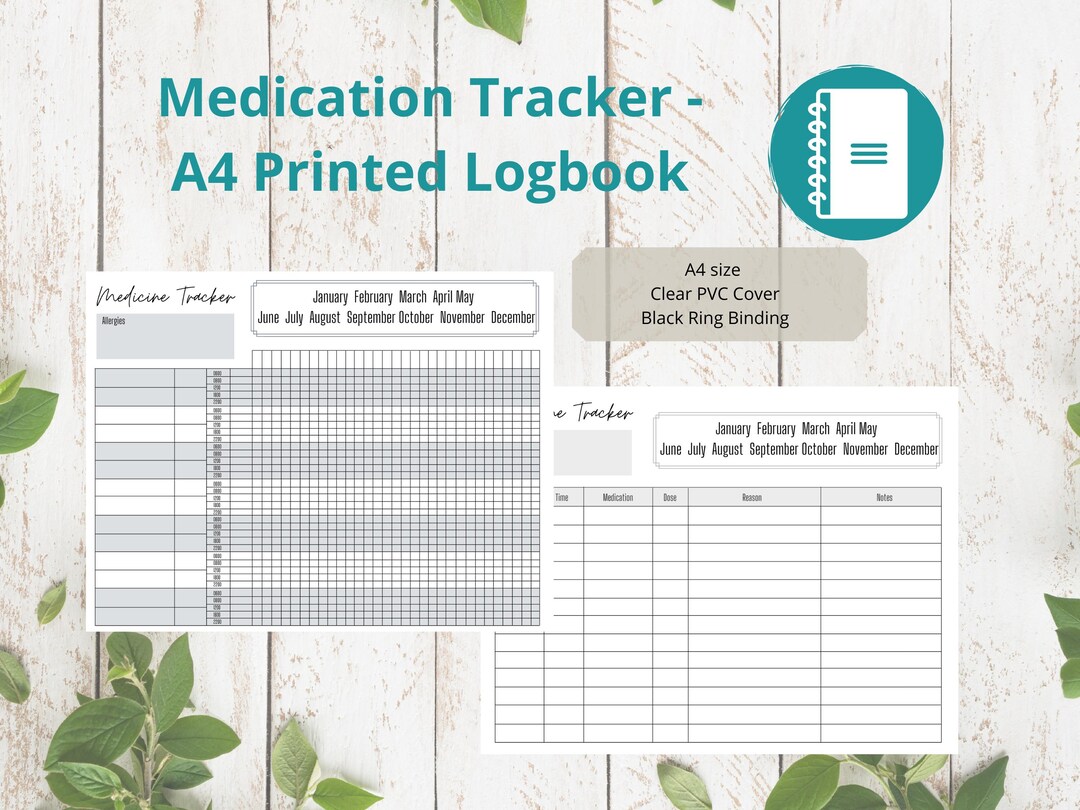 Medication Chart A4 | Medication Tracker | Medication Log | Printed ...