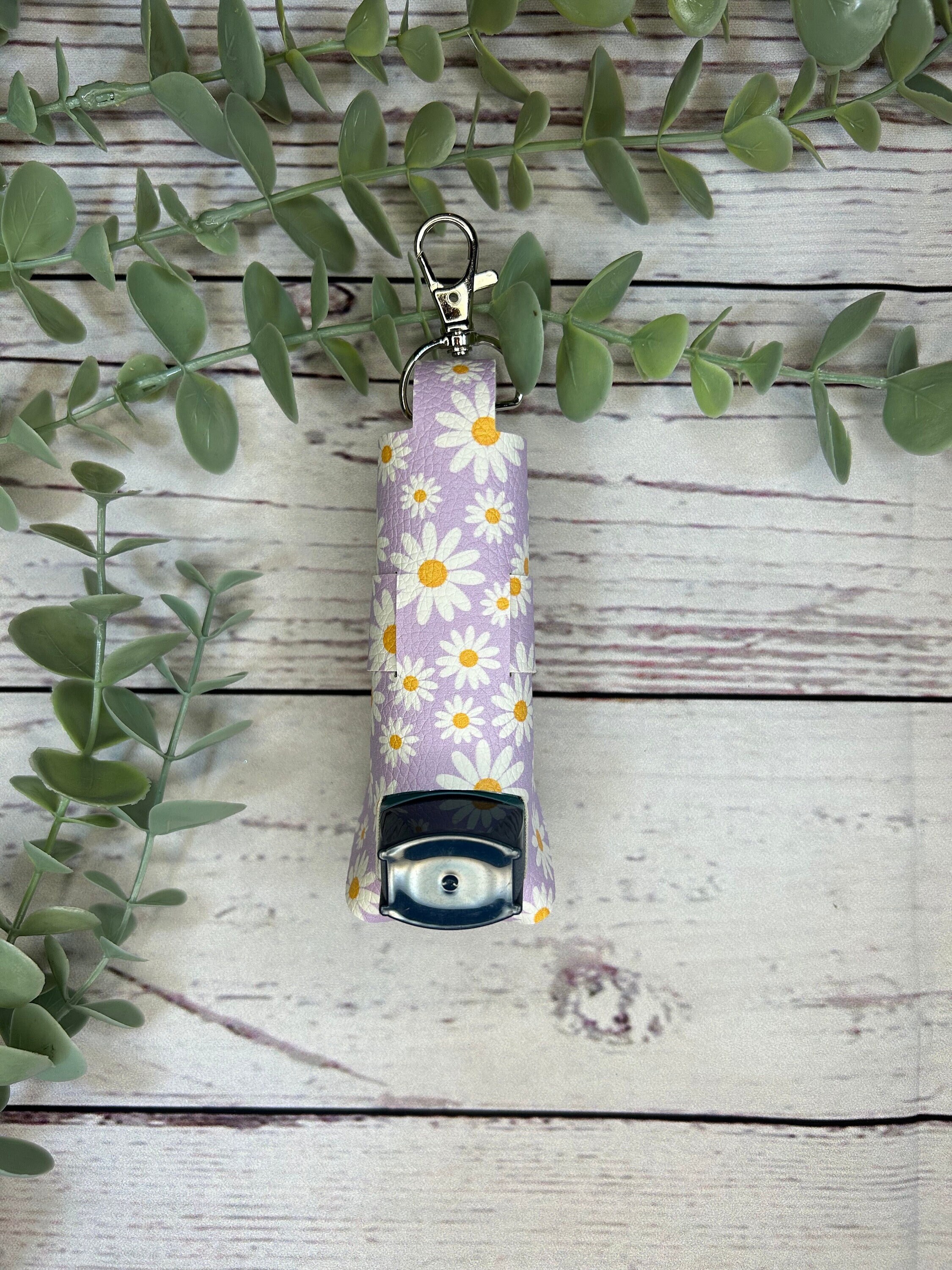 Faux Leather Inhaler Holder - Purple Flowers/daisy | Inhaler Case ...