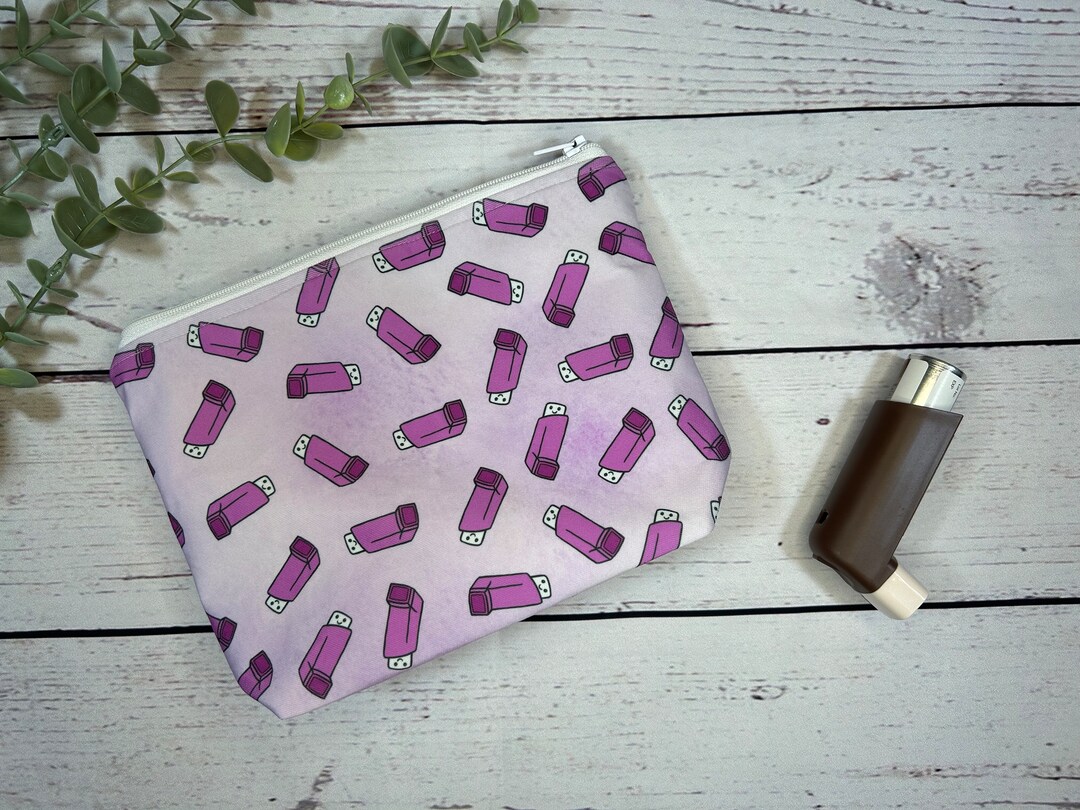 Handmade Inhaler Pattern Medication Bag Pink Inhaler Pouch Asthma Bag ...