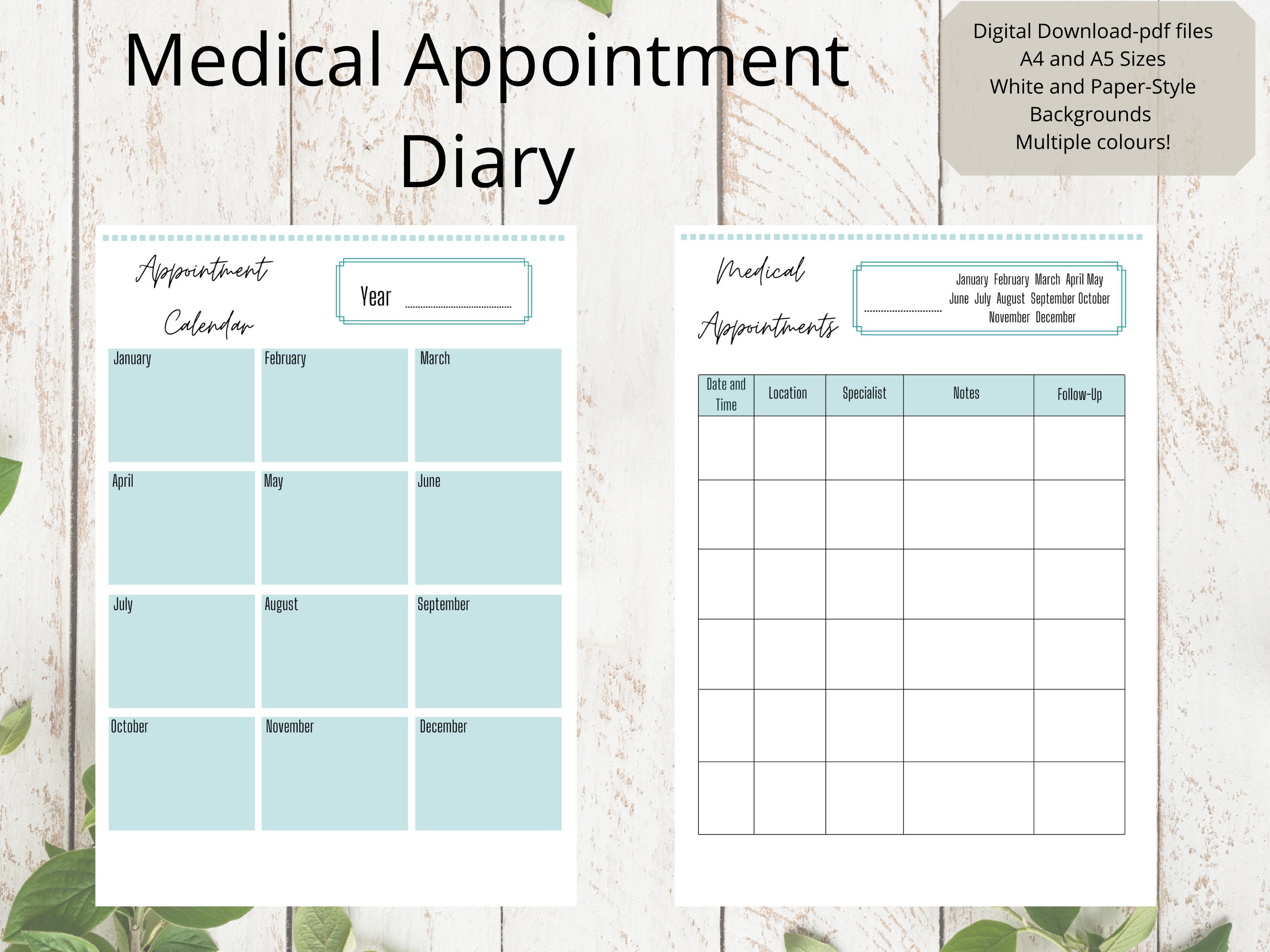 Medical Appointment Diary Medical Diary Medical Chart Medical Planner ...