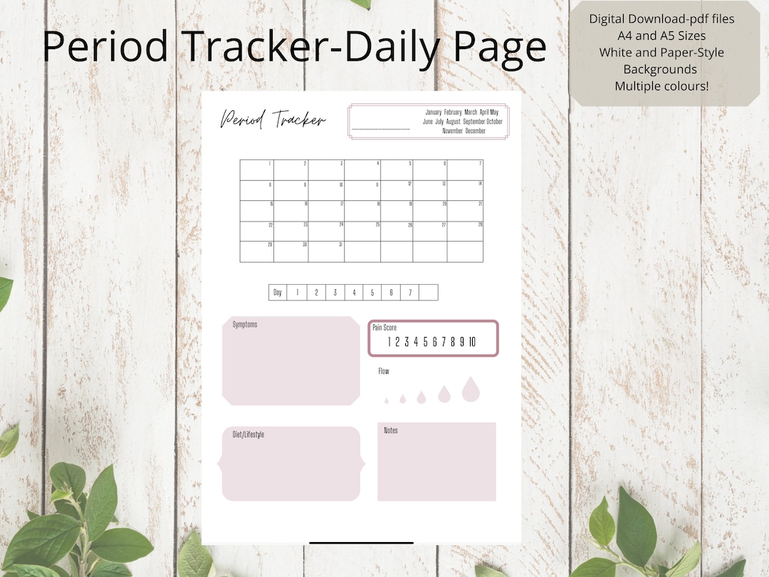 Daily Period Tracker Period Log Printable Medical Chart Medical Planner ...