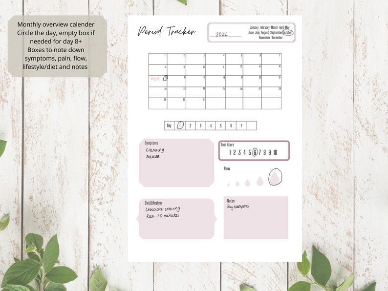 Daily Period Tracker Period Log Printable Medical Chart Medical Planner ...